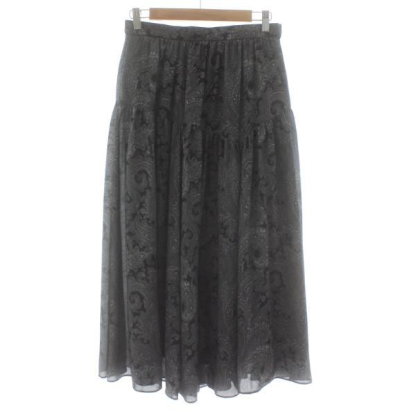 23区 オンワード樫山 24AW Ratti ペイズリープリント ティアード スカート フレア ロング マキシ 38 グレー SKWOCW0515【ブランド】23区 オンワード樫山【表記サイズ】38【実寸サイズ】ウエスト：68cm　ヒップ：...