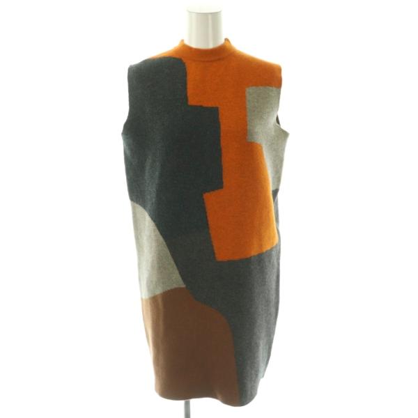ジルサンダー JIL SANDER ワンピース ミニ ノースリーブ ニット カシミヤ 34 グレー マルチカラー /NR レディース【ブランド】ジルサンダー JIL SANDER【表記サイズ】34【実寸サイズ】身幅：45.5cm　総丈：80...