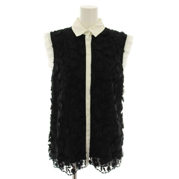 アドニシス Adonisis シャツ ブラウス ノースリーブ 花柄 総柄 刺繍 チュール F 黒 ブラック 白 ホワイト S21204 /YT レディース【ブランド】アドニシス Adonisis【表記サイズ】F【実寸サイズ】身幅：約44.5...