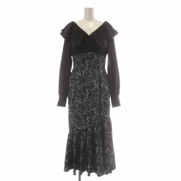 リゼクシー RESEXXY ワンピース F 黒 ブラック 花柄 長袖 マーメイド フリル /AU レディース【ブランド】リゼクシー RESEXXY【表記サイズ】F【実寸サイズ】肩幅：約39cm　身幅：約41cm　袖丈：約61.5cm　総丈：...