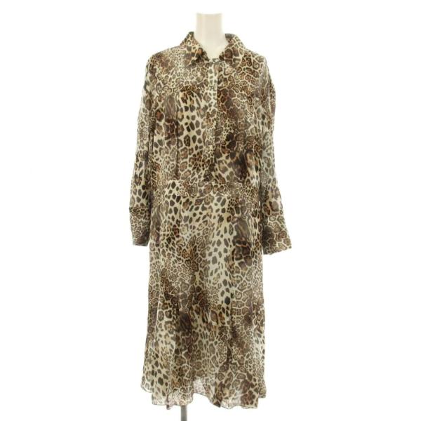 ELIE TAHARI エリータハリ ワンピース UK16 茶 アニマル柄 ロング丈 長袖 /JP レディース【表記サイズ】UK16【実寸サイズ】肩幅：約42cm　身幅：約52cm　袖丈：約50cm　総丈：約103cm　　【素材】ビスコース...