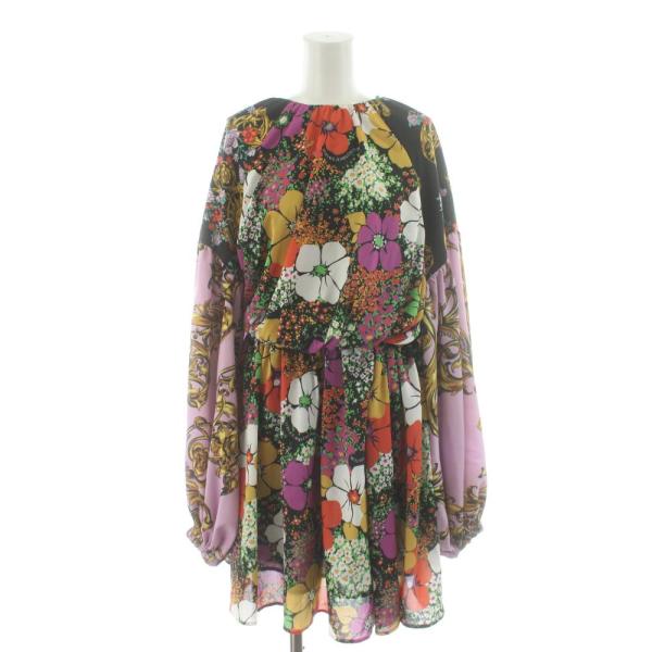 ヴェルサーチジーンズ VERSACE JEANS COUTURE ワンピース ひざ丈 長袖 花柄 総柄 IT42 マルチカラー ピンク 黄 イエロー 赤 レッド 黒【ブランド】ヴェルサーチジーンズ VERSACE JEANS COUTURE...