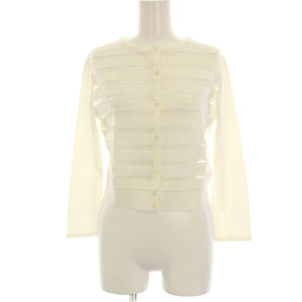 エポカ EPOCA ニットカーディガン レース シアー フリンジ 八分袖 ショート丈 40 白 ホワイト M5N24-740-01 /HN レディース【ブランド】エポカ EPOCA【表記サイズ】40【実寸サイズ】肩幅：34cm　身幅：41c...