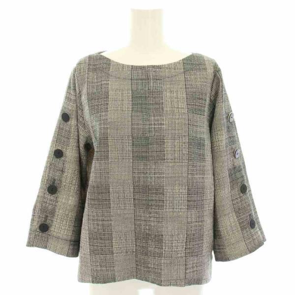 ドゥクラッセ DoCLASSE カットソー ボートネック 長袖 グレンチェック 11 グレー 19279-904 /YT レディース【ブランド】ドゥクラッセ DoCLASSE【表記サイズ】11【実寸サイズ】身幅：約49cm　着丈：約56cm...