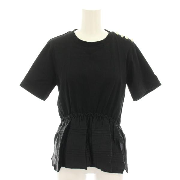 3.1 フィリップリム 3.1 phillip lim パールショルダーブラウス カットソー クルーネック 半袖 切替 S 黒 P191-1687HCJ レディース【ブランド】3.1 フィリップリム 3.1 phillip lim【表記サイ...