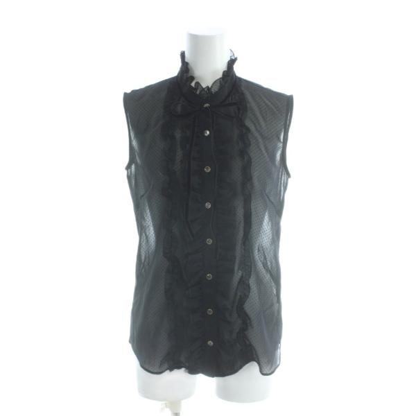 ロイスクレヨン Lois CRAYON シャツ ブラウス M 黒 ブラック ドット柄 ノースリーブ フリル /AP レディース【ブランド】ロイスクレヨン Lois CRAYON【表記サイズ】M【実寸サイズ】肩幅：約35cm　身幅：約42cm...