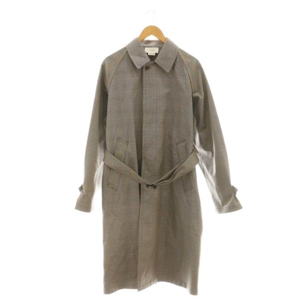 ヨーク YOKE DOWNSIZING BAL COLLAR COAT ステンカラーコート チェック M ブラウン YK20SS0101C /CX メンズ レディース【表記サイズ】M【実寸サイズ】身幅：48cm　着丈：110cm　ゆき丈：8...