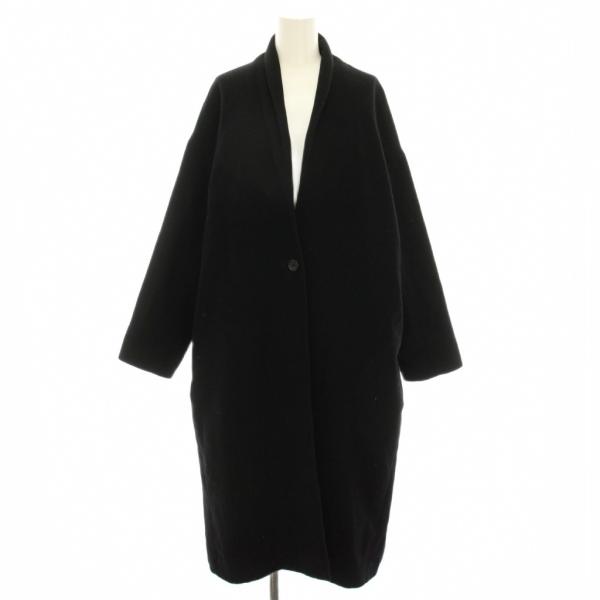 スカディ SQUADY チェスターコート ノーカラーコート アウター ロング 2 黒 ブラック EW-960727 /YT 【表記サイズ】2【実寸サイズ】身幅：約68cm　着丈：約109cm　ゆき丈：約80cm　　【素材】表地 ウール、ナイ...