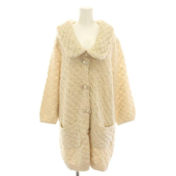 ロイスクレヨン Lois CRAYON ニットコート アウター リボン ラメ モヘヤ混 M ベージュ 16003153-17 /YT レディース【ブランド】ロイスクレヨン Lois CRAYON【表記サイズ】M【実寸サイズ】身幅：約54cm...