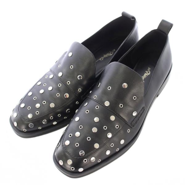 3.1 フィリップリム 3.1 phillip lim ローファー スクエアトゥ ローヒール レザー スタッズ バイカラー 39 黒 ブラック /BB レディース【ブランド】3.1 フィリップリム 3.1 phillip lim【表記サイズ...