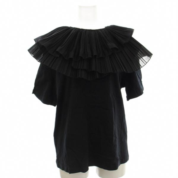 メゾンスペシャル MAISON SPECIAL Tシャツ M 黒 プリーツフリル付け襟 ラウンドネック 半袖 /JP レディース【ブランド】メゾンスペシャル MAISON SPECIAL【表記サイズ】M【実寸サイズ】肩幅：46.5cm　身幅...