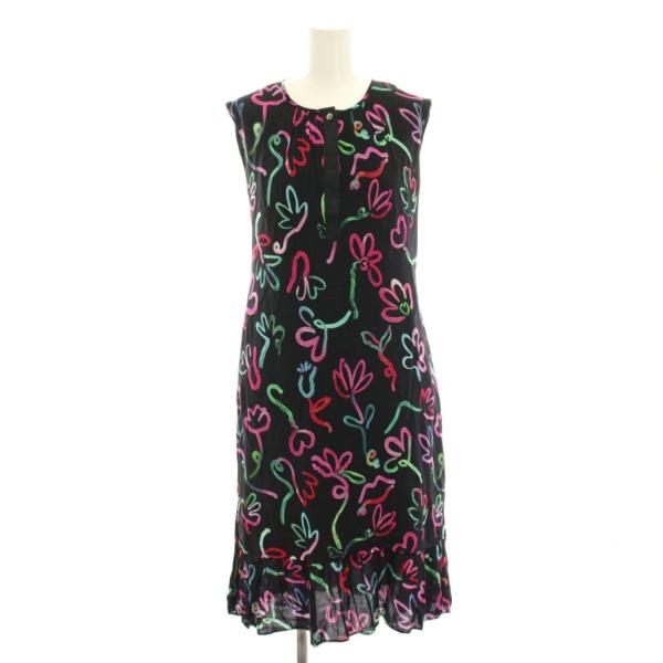 ピーエスポールスミス PS Paul Smith ワンピース ロング ノースリーブ総柄 リボン 40 黒 ブラック ピンク OPPSYW0700 /YT レディース【ブランド】ピーエスポールスミス PS Paul Smith【表記サイズ】4...