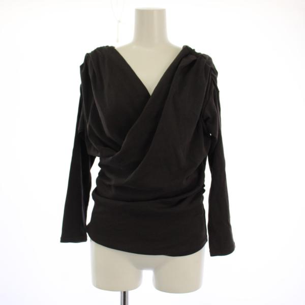 ハーリップトゥ Her lip to Asymmetric Cotton-blend Jersey Top カットソー 長袖 M 茶 1254102001 /BM レディース【ブランド】ハーリップトゥ Her lip to【表記サイズ】M【...