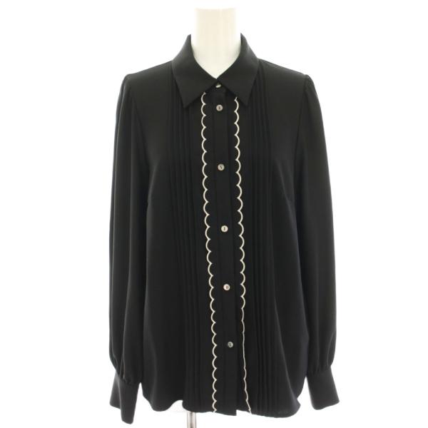 ジルスチュアート JILL STUART 24AW バイカラーピンタックブラウス シャツ S 黒 ブラック 長袖 スカラップトリム 092-4210027 /HN【ブランド】ジルスチュアート JILL STUART【表記サイズ】S【実寸サイ...