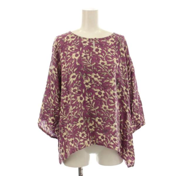 マライカ MALAIKA カットソー F パープル 花柄 七分袖 ラウンドネック /JP レディース【ブランド】マライカ MALAIKA【表記サイズ】F【実寸サイズ】身幅：約53cm　着丈：約57.5cm　ゆき丈：約58cm　　【素材】綿【...