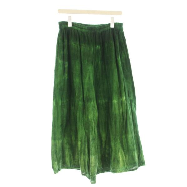 cheka チェカ ワイドパンツ F グリーン タイダイ柄 ゴムウエスト ロング丈 /JP レディース【表記サイズ】F【実寸サイズ】ウエスト：約69cm　もも幅：約40cm　裾幅：約43cm　股上：約42cm　股下：約49cm　　【素材】綿...