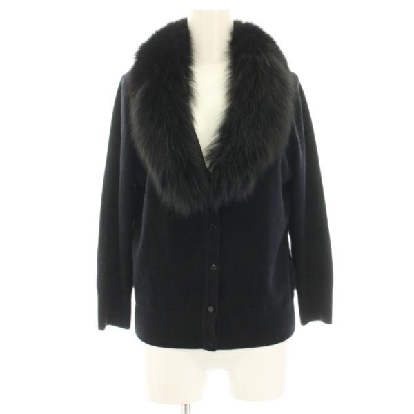 ミリー milly ニットカーディガン ウール S 黒 ブラック ファー襟 長袖 無地 /HN レディース【ブランド】ミリー milly【表記サイズ】S【実寸サイズ】肩幅：36cm　身幅：44cm　着丈：51cm　袖丈：47cm　　【素材】...