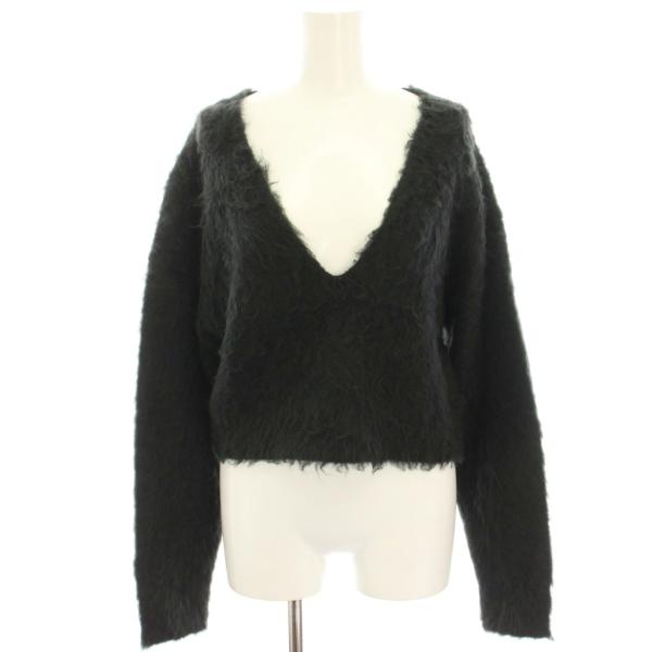 未使用品 ネイヴ Nave タグ付き シャギーニット セーター ウール混 モヘヤ混 1 黒 ブラック Vネック 長袖 ショート丈 /HN レディース【ブランド】ネイヴ Nave【表記サイズ】1【実寸サイズ】身幅：49cm　着丈：42cm　ゆ...