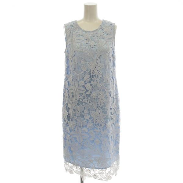 C'EST LA VIE セラビ レース ノースリーブ ワンピース ドレス 花柄 ひざ丈 38 水色 ライトブルー【表記サイズ】38【実寸サイズ】身幅：40cm　着丈：90cm　　【素材】表地 裏地/ポリエステル【色】水色 ライトブルー【状...