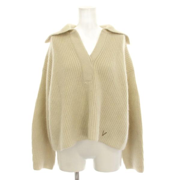 ヴェニット venit NOBLE別注 オープンカラーニットプルオーバー セーター 長袖 38 アイボリー VEK-7350-B /YM レディース【表記サイズ】38【実寸サイズ】身幅：56cm　着丈：52cm　ゆき丈：76cm　　【素材】...