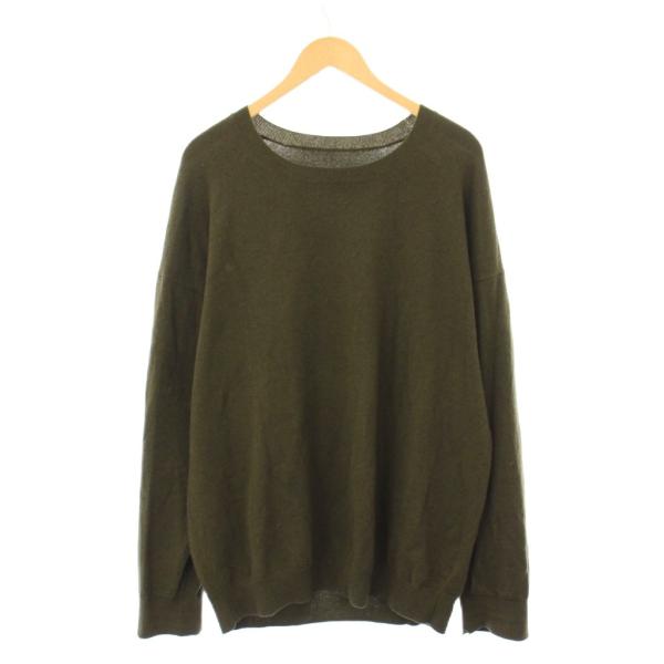 キャッシュ&amp;バルバ cash&amp;barba ニット セーター 長袖 クルーネック 無地 ワンカラー カシミヤ 4 カーキ OMCST001/BB メンズ【表記サイズ】4【実寸サイズ】肩幅：66.5cm　身幅：61cm　着丈：7...
