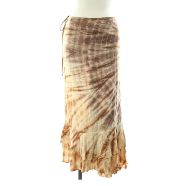 ゴア goa ラップスカート 巻きスカート フレア ロング マキシ タイダイ柄 総柄 F 茶 ブラウン /KU レディース【ブランド】ゴア goa【表記サイズ】F【実寸サイズ】ウエスト：68cm　ヒップ：78cm　スカート丈：90cm　　【...