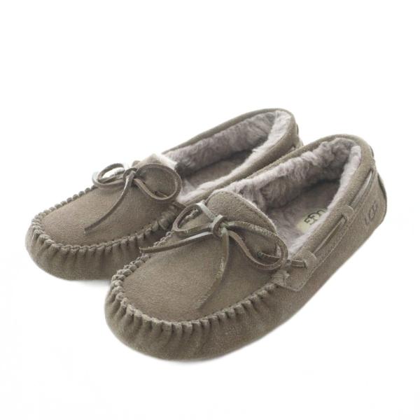 アグ オーストラリア ANSLEY ローファー モカシン US5 22cm SOFT AMETHYST グレー リボン付き U字ステッチ ファーライニング /RI ■OS【ブランド】アグ オーストラリア UGG australia【表記サイ...