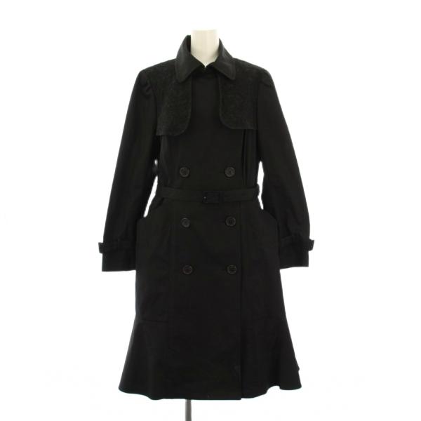トゥービーシック TO BE CHIC トレンチコート アウター ロング丈 レース 切替 ワンカラー ベルト 46 黒 ブラック /BB レディース【ブランド】トゥービーシック TO BE CHIC【表記サイズ】46【実寸サイズ】肩幅：40...
