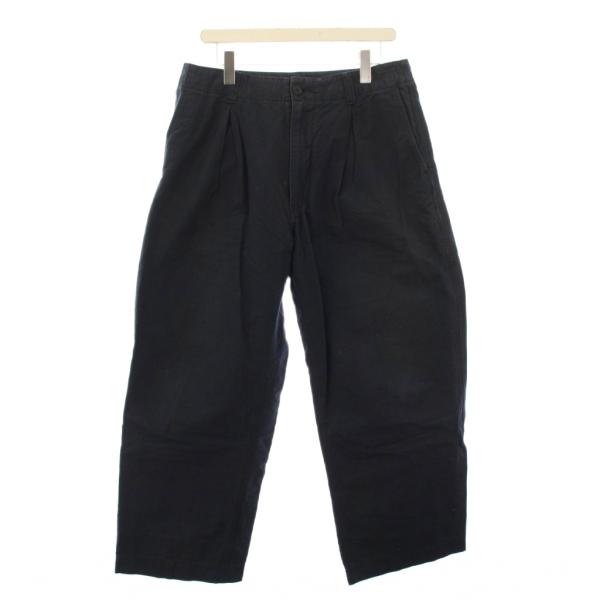 クオン KUON 和紙ワイドパンツ タック ジップフライ ワンカラー M 紺 ネイビー 1901P01 /BB メンズ【表記サイズ】M【実寸サイズ】ウエスト：84cm　もも幅：36cm　裾幅：25.5cm　股上：36cm　股下：70cm　　...