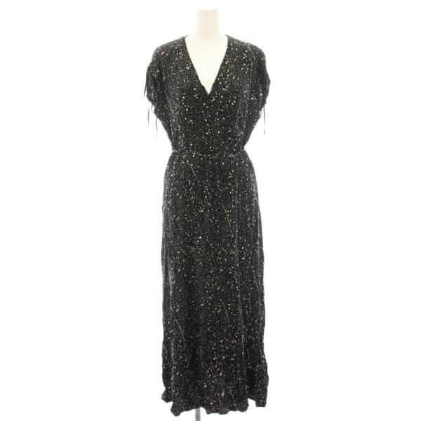 フレイアイディー IPEKERギャザーサテンワンピース ロング マキシ 1 黒 ブラック スプラッター柄 総柄 半袖 FWFO203032 /HN【ブランド】フレイアイディー FRAY I.D【表記サイズ】1【実寸サイズ】身幅：45cm　着...