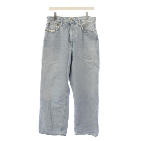エーゴールドイー AGOLDE デニムパンツ ジーンズ ストレート ボタンフライ ダメージ加工 W26 水色 ライトブルー /BB レディース【表記サイズ】W26【実寸サイズ】ウエスト：72.5cm　もも幅：30.5cm　裾幅：23.5cm...