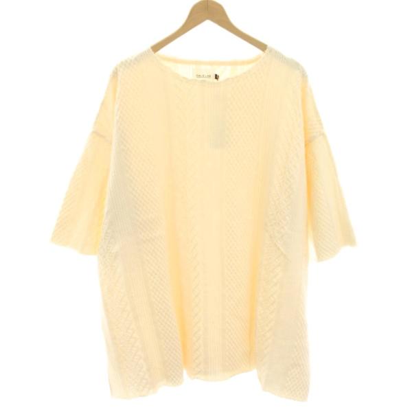 未使用品 キャル オー ライン CAL O LINE タグ付き カットソー Tシャツ L 白 ホワイト 織り柄 ラウンドネック 七分袖 /HN メンズ【表記サイズ】L【実寸サイズ】身幅：69cm　着丈：73cm　ゆき丈：60cm　　【素材】...
