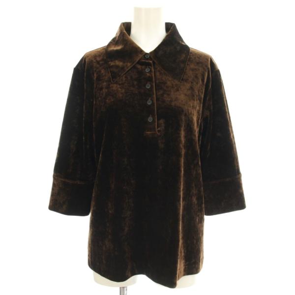 未使用品 クラネ CLANE CRUSHED VELOUR POLO TOPS ベロア ポロシャツ 五分袖 2 茶 ブラウン【ブランド】クラネ CLANE【表記サイズ】2【実寸サイズ】肩幅：38cm　身幅：48cm　袖丈：36cm　着丈：6...