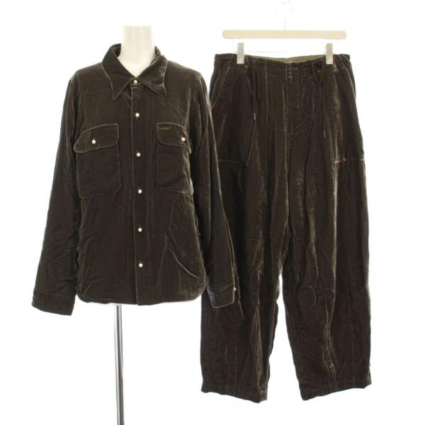 マディソンブルー MADAME WORK SH VELVET HARLEM PT VELVET セットアップ シャツ ワイドパンツ ベロア 2 1 カーキ MB254-5020【ブランド】マディソンブルー MADISONBLUE【表記サイズ...
