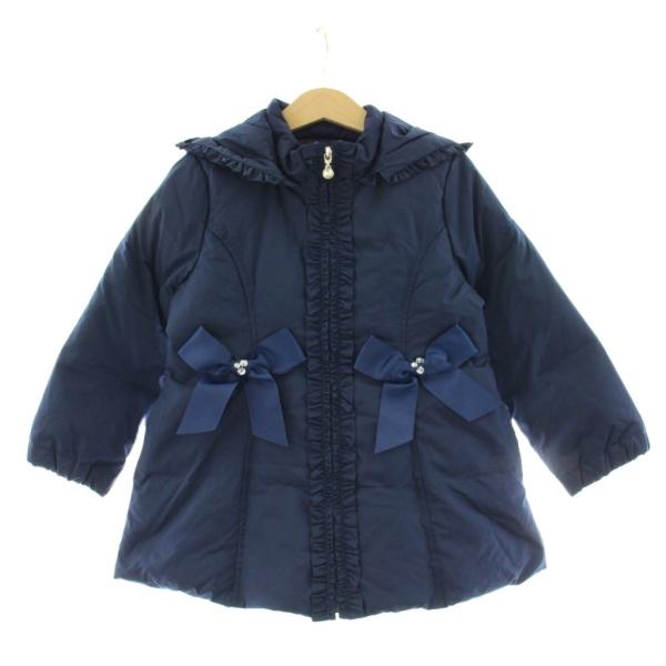 メゾピアノ mezzo piano ダウンコート フード ジップアップ リボン ビジュー装飾 女の子 110 紺 ネイビー 6424312 /KU キッズ【ブランド】メゾピアノ mezzo piano【表記サイズ】110【実寸サイズ】肩幅：...