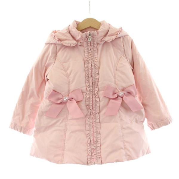 メゾピアノ mezzo piano ダウンコート フード ジップアップ リボン ビジュー装飾 女の子 110 ピンク 6404302 /KU キッズ【ブランド】メゾピアノ mezzo piano【表記サイズ】110【実寸サイズ】肩幅：27c...