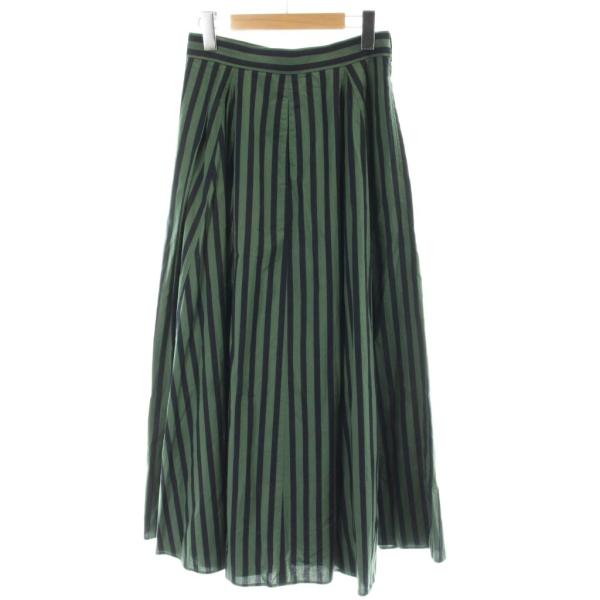 ヴェルメイユ パー イエナ VERMEIL par iena スカート 36 緑 グリーン 黒 ブラック ストライプ柄 フレア ロング丈 /AP レディース【ブランド】ヴェルメイユ パー イエナ VERMEIL par iena【表記サイズ...