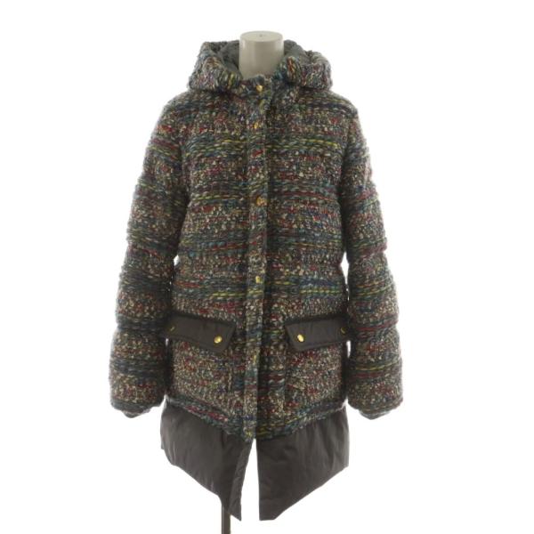 コーヘン COOHEM ミックスツイード ニットダウンコート ロング丈 フード アウター 36 グレー 153-021 /AN18 レディース【表記サイズ】36【実寸サイズ】肩幅：約38cm　身幅：約45cm　着丈：約77cm　袖丈：約59...