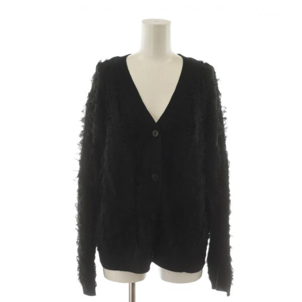 未使用品 ルコリ le colis タグ付き カーディガン F 黒 ブラック 長袖 フリンジ /RR レディース【表記サイズ】F【実寸サイズ】肩幅：47cm　身幅：55cm　着丈：52cm　袖丈：50cm　　【素材】アクリル【色】黒 ブラッ...