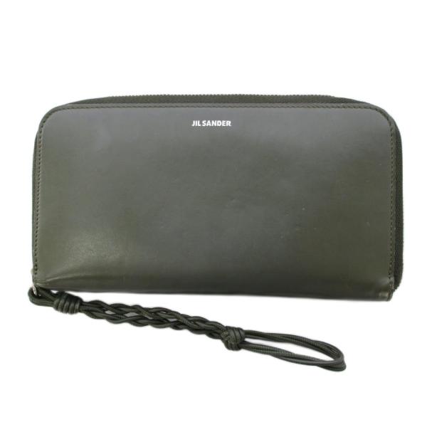 ジルサンダー JIL SANDER 長財布 ロングウォレットラウンドファスナー ロゴ ワンポイント レザー  カーキ /BB ■OH レディース【ブランド】ジルサンダー JIL SANDER【実寸サイズ】ヨコ：19cm　タテ：10cm　マチ...