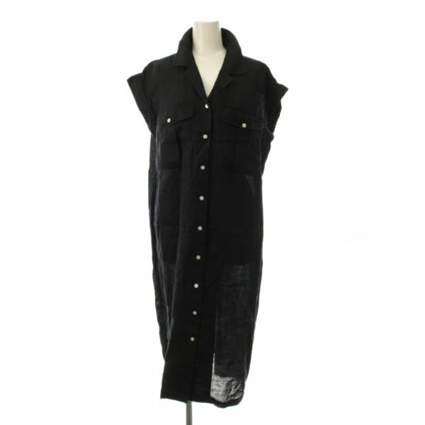 ジャーナルスタンダード レリューム JOURNAL STANDARD relume 24SS リネンシャツワンピース 麻 36 黒 半袖 開襟 胸ポケット /JP レディース【ブランド】ジャーナルスタンダード レリューム JOURNAL S...