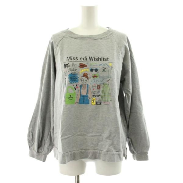 エンリコドマーニ ミスエディコレクション ENRICODOMANI Miss edi Collection Tシャツ カットソー 長袖 プリント 40 グレー【表記サイズ】40【実寸サイズ】身幅：48cm　着丈：54cm　ゆき丈：70cm　...