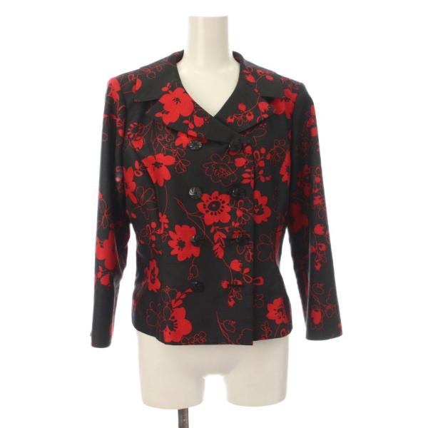 ピエールカルダン Pierre Cardin ジャケット 上着 9 ジャケット 黒 赤 ダブルボタン 花柄 /JP レディース【ブランド】ピエールカルダン Pierre Cardin【表記サイズ】9【実寸サイズ】肩幅：38.5cm　身幅：4...