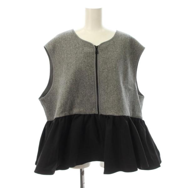 BIRTHDAY BASH バースデーバッシュ ベスト F グレー 黒 ノースリーブ ジップアップ ペプラム /JP レディース【表記サイズ】F【実寸サイズ】身幅：62cm　着丈：61cm　　【素材】ポリエステル、レーヨン【色】グレー　黒【...