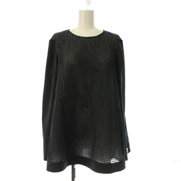 ソーノ SONO シャツ ブラウス F 黒 チェック柄 ラウンドネック 長袖 /JP レディース【ブランド】ソーノ SONO【表記サイズ】F【実寸サイズ】肩幅：約32.5cm　身幅：約48cm　袖丈：約62cm　着丈：約64cm　　【素材】...