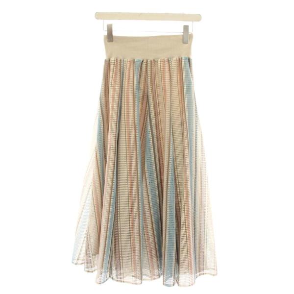 モニーレ MONILE フレアスカート ギャザー ロング ベージュ 水色 ストライプ 002154 /YM レディース【表記サイズ】表記なし実寸サイズをご参考下さい。【実寸サイズ】ウエスト：50cm　ヒップ：80cm　スカート丈：86cm　...