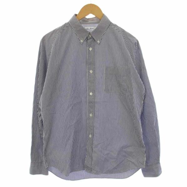 サンリミット Sans Limite シャツ 長袖 ボタンダウン ストライプ柄 1 ネイビー W1201024 /BM メンズ【表記サイズ】1【実寸サイズ】身幅：55cm　着丈：74cm　ゆき丈：84.5cm　　【素材】コットン【色】紺 ネ...