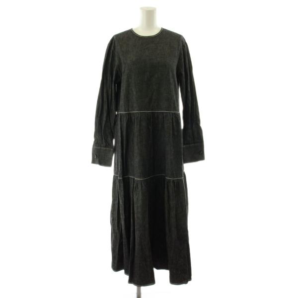 ルシェルブルー LE CIEL BLEU デニムワンピース ロング マキシ ティアード フレア 長袖 クルーネック 36 黒 ブラック 23S65103【ブランド】ルシェルブルー LE CIEL BLEU【表記サイズ】36【実寸サイズ】肩幅...