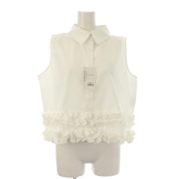 未使用品 ＆.NOSTALGIA アンドドットノスタルジア シャツ ブラウス M 白 ノースリーブ レギュラーカラー フリル裾 /JP レディース【表記サイズ】M【実寸サイズ】身幅：52cm　着丈：50cm　　【素材】ポリエステル【色】白【...