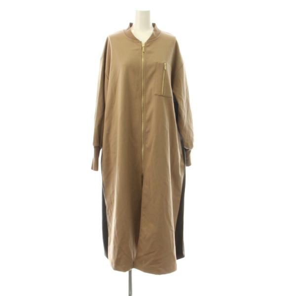 FONTLAB フォントラブ ワンピース F 茶 長袖 フルジップ リブ襟 /JP レディース【表記サイズ】F【実寸サイズ】肩幅：52.5cm　身幅：55.5cm　袖丈：52.5cm　着丈：116cm　　【素材】ポリエステル、レーヨン、ポリ...